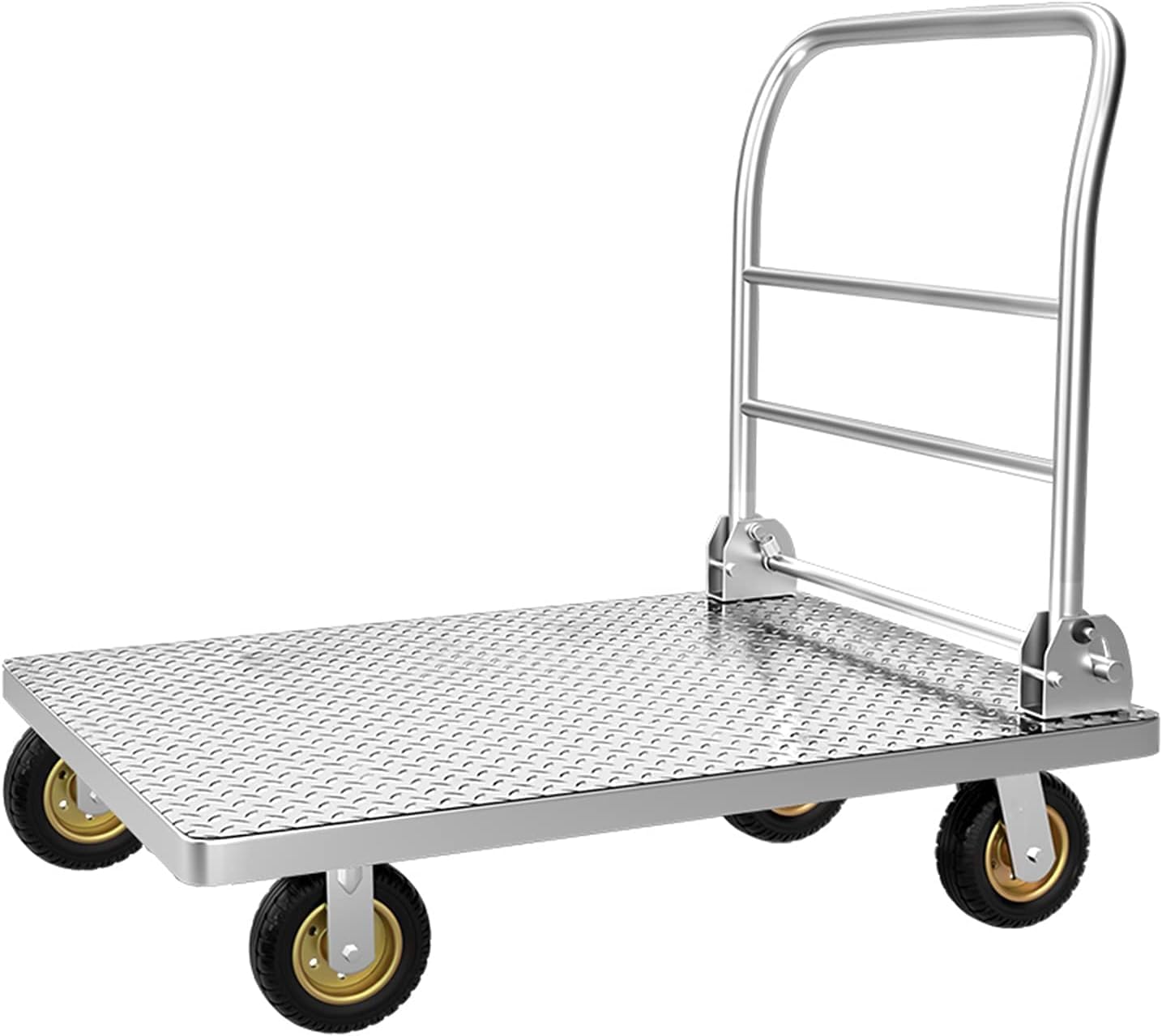 Platform Truck Platform Truck Steel Flat Handtruck with Wheels Folding Push Cart 120 * 80cm Flatbed Cart Load 600kg Moving Dolly Cart Reliable