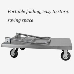 Platform Truck Platform Truck Steel Flat Handtruck with Wheels Folding Push Cart Load 500kg Moving Dolly Cart 105 * 63 * 92cm Flatbed Cart Reliable