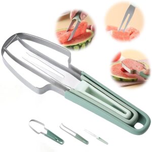 generic 3-in-1 watermelon fork slicer cutter,watermelon cutter slicer tool, stainless steel watermelon popsicle cutter tool,melon cutter knife portability fruit fork for camping kitchen gadgets