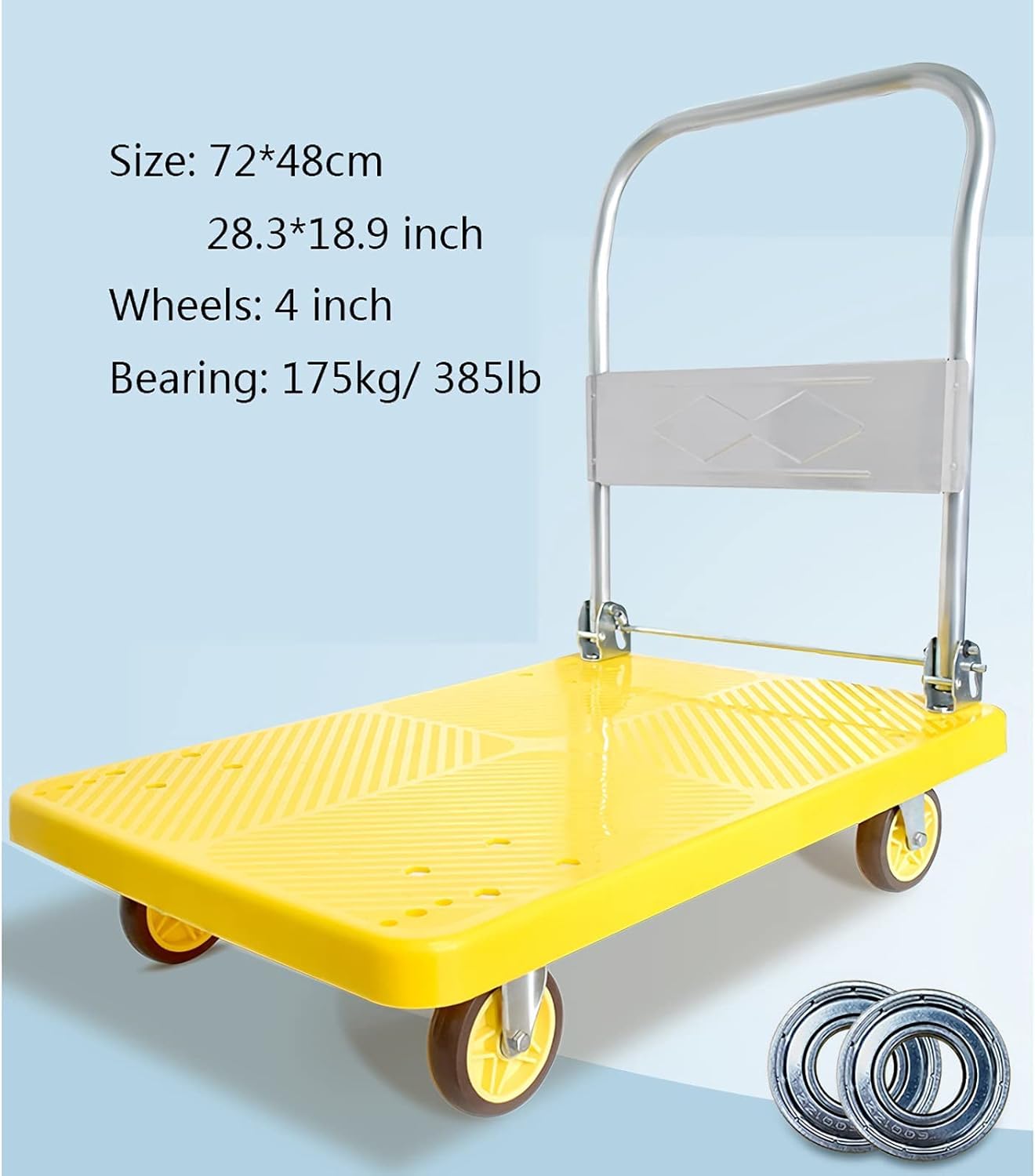 Platform Truck Portable Platform Truck Metal Handle Folding Push Cart 360 °Swivel Wheels Flat Handtruck Load 385lb /660lb Moving Dolly Cart Reliable