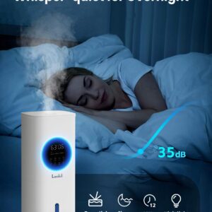 Warm and Cool Mist Humidifiers for Bedroom Home, 2.1gal Quiet Humidifier for Large Room up to 500 ft with Customized Humidity, Night Light, Easy Top Fill, 12H Timer, Essential Oil, Child Lock