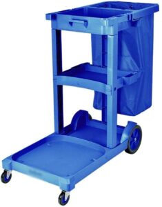 generic serving trolley storage trolley for hotel cleaning tool car hospital service cart linen truck (blue)