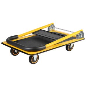 Platform Truck Folding Push Cart Metal Platform Truck with Wheel Flat Handtruck Load 385 Lbs Moving Dolly Cart Lightweight Flatbed Cart Reliable