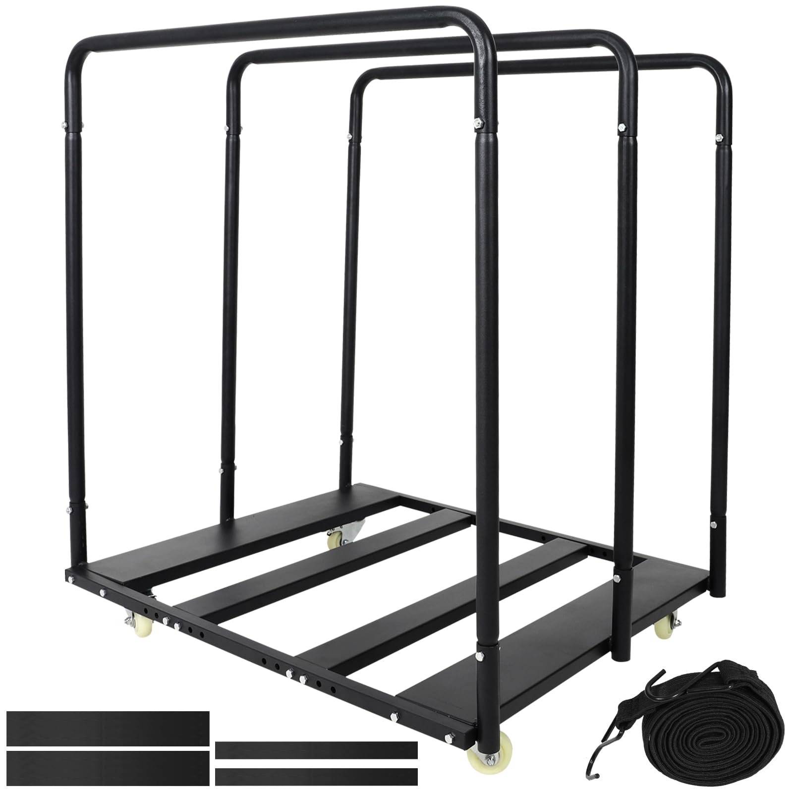 EASYBERG Folding Table Cart, 1800 LBS Heavy Duty Table Chair Trolley with 3" Wheel, Black, Suitable for Garages, Homes, Warehouse, Hotels, Party Events, Furniture Moving