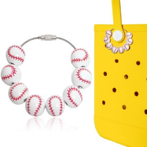 sports charms for bogg bag, cute wooden beads accessories charm for bogg bag, simply southern beach tote crocs bag (baseball)