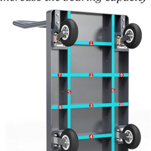 Platform Truck Platform Truck Steel Flat Handtruck with Wheels Folding Push Cart Load 500kg Moving Dolly Cart 105 * 63 * 92cm Flatbed Cart Reliable