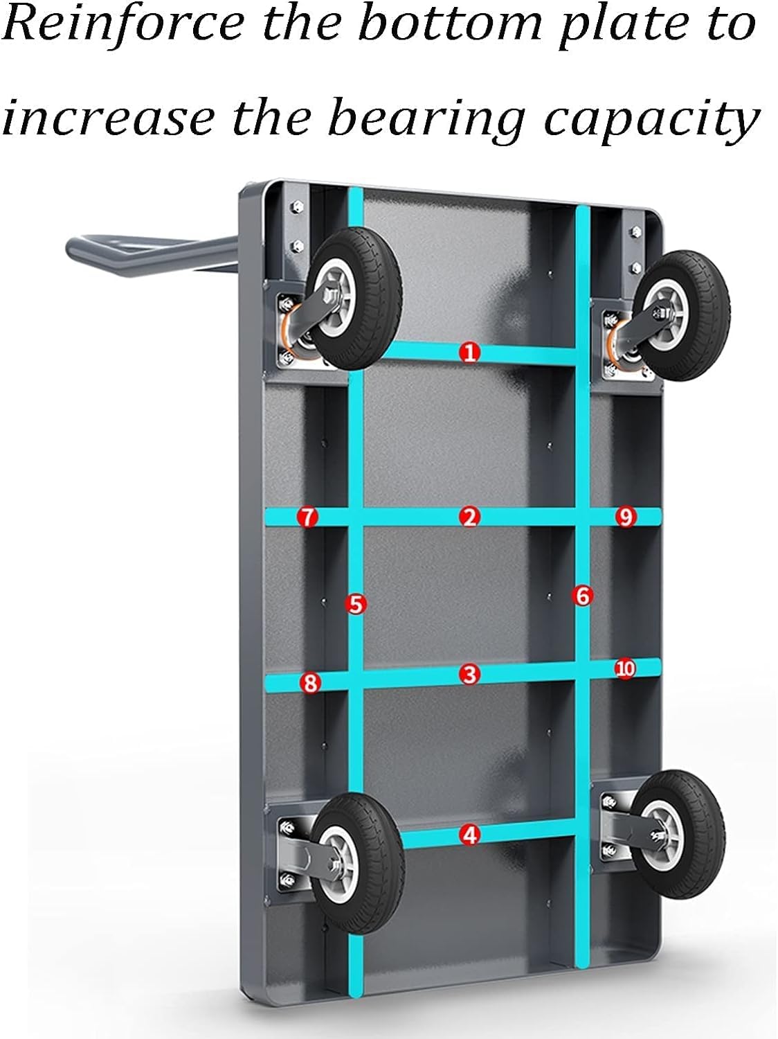 Platform Truck Platform Truck Steel Flat Handtruck with Wheels Folding Push Cart Load 500kg Moving Dolly Cart 105 * 63 * 92cm Flatbed Cart Reliable