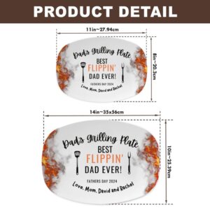 LASFOUR Custom Grilling Plate Best Flippin' Dad For Dad Papa, Daddy's Grilling Plate Personalized Father's Day Grilling Gifts, Platter Gift From Daughter Wife Funny Bbq Birthday Present Ideas (PA06)