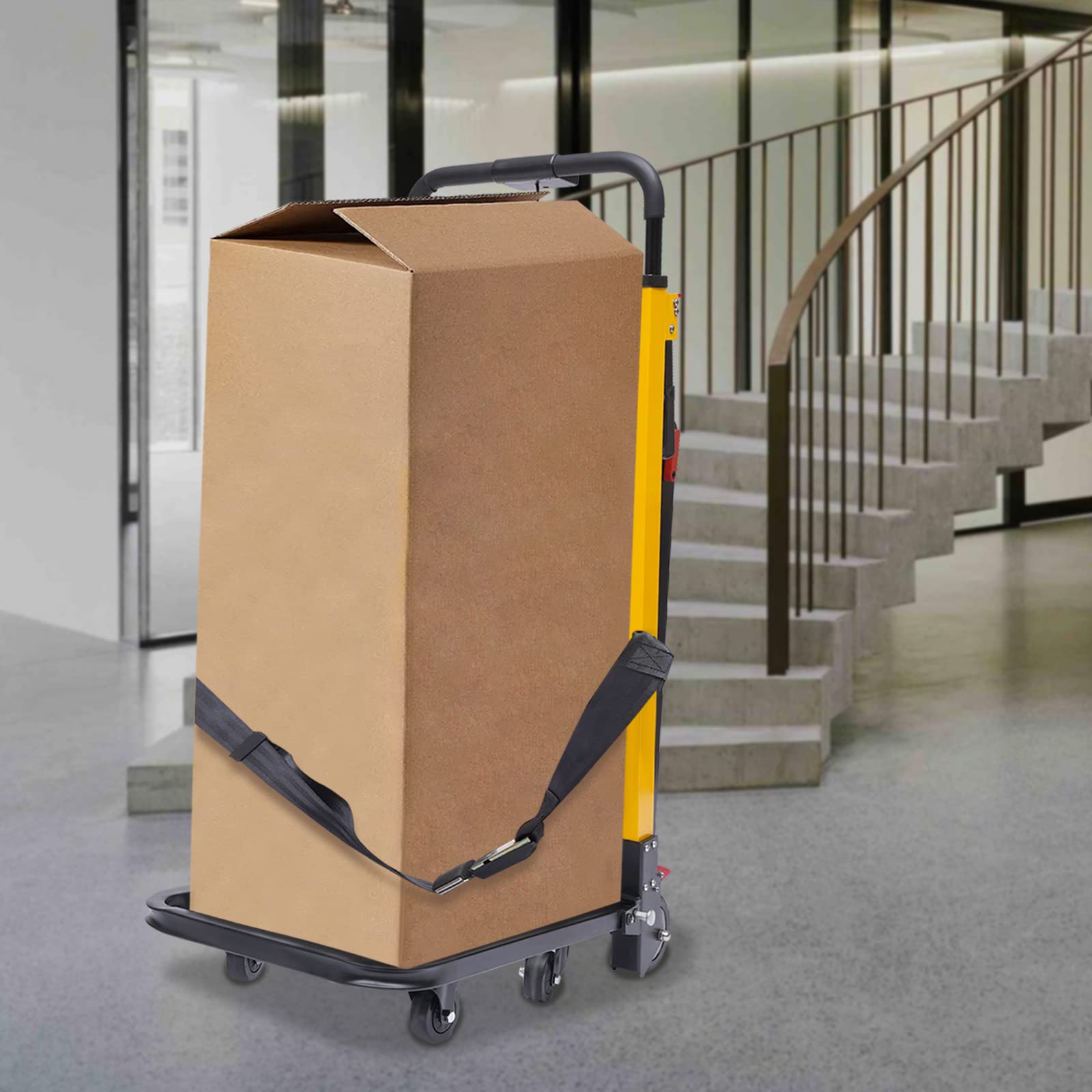 Electric Stair Climbing Hand Truck 330.7lbs 880lb Capacity Heavy Duty Stair Climing Cart for Family Moving Warehouse Logistics Distribution, 130W, 31.5 * 18.7 * 45.67in, Aluminum Alloy