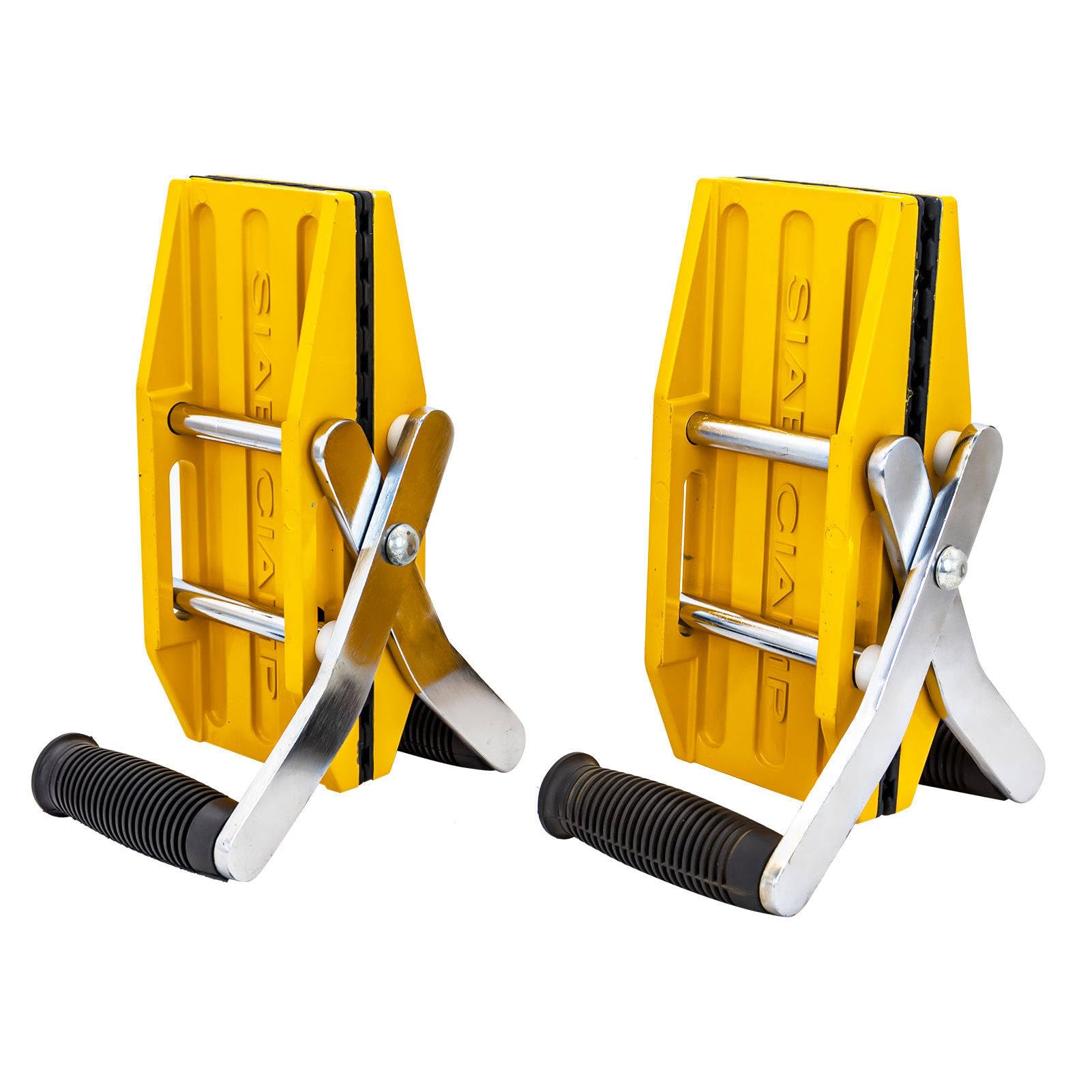 Granite Lifting Tools - 2 Pcs Double Handed Stone Carrying Clamps with Slip-Proof Rubber Pads, 150kg Load Capacity for Moving Marble, Glass, Slabs, Plywood - Heavy Duty Slab Clamp for Easy Transport