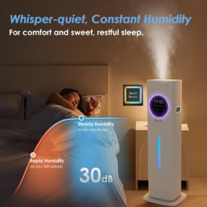 Warm and Cool Mist Humidifiers for Bedroom Home, 2.1gal Quiet Humidifier for Large Room up to 500 ft with Customized Humidity, Night Light, Easy Top Fill, 12H Timer, Essential Oil, Child Lock