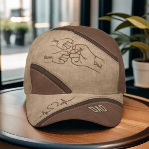 Custom Gifts for Father's Day - Personalized Fist Bump Dad Grandpa Baseball Cap,Dad PaPa Grandpa Husband Hat Gift for Men Beige