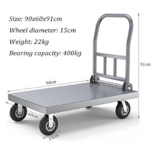 Platform Truck Platform Truck Steel Flat Handtruck with Wheels Folding Push Cart Load 500kg Moving Dolly Cart 105 * 63 * 92cm Flatbed Cart Reliable