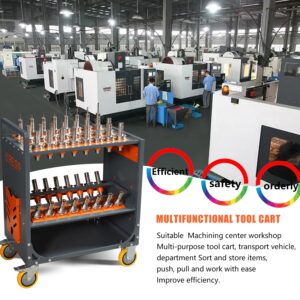 LYREIGN CNC Tool Holder Transfer Cart, Utility Carts Tool Organizers Storage Rack, CNC Trolley is Suitable for Warehouses Mechanic Factory Garage