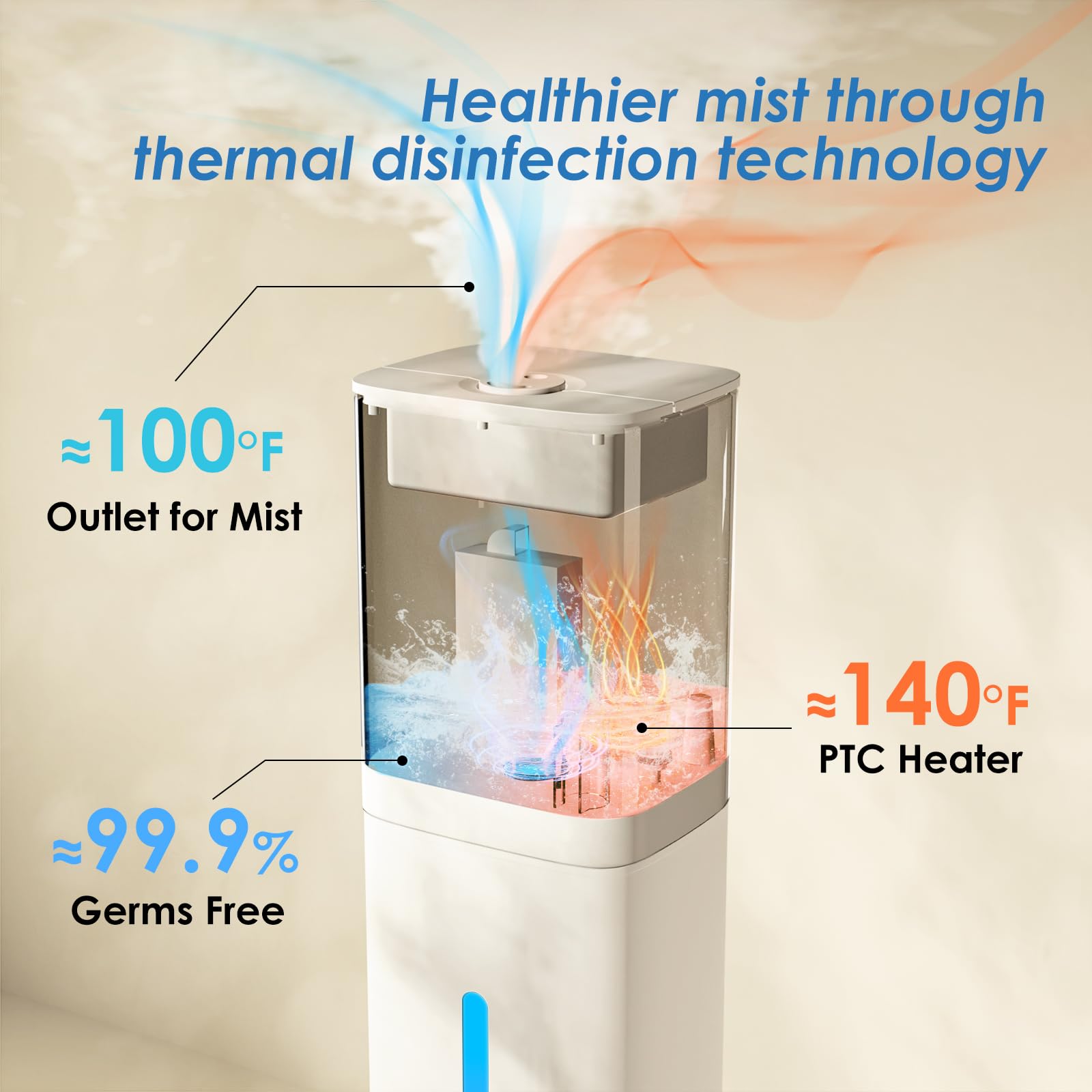 Warm and Cool Mist Humidifiers for Bedroom Home, 2.1gal Quiet Humidifier for Large Room up to 500 ft with Customized Humidity, Night Light, Easy Top Fill, 12H Timer, Essential Oil, Child Lock