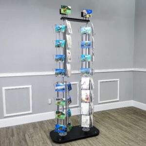 FixtureDisplays® DVD, CD, BlueRay, Literature,Greeting Card Postcard Rack Display High Capacity 64 Adjustable Pockets 5.1" to 10.6" Wide, up to 8" Tall Cards 11875NEW2D