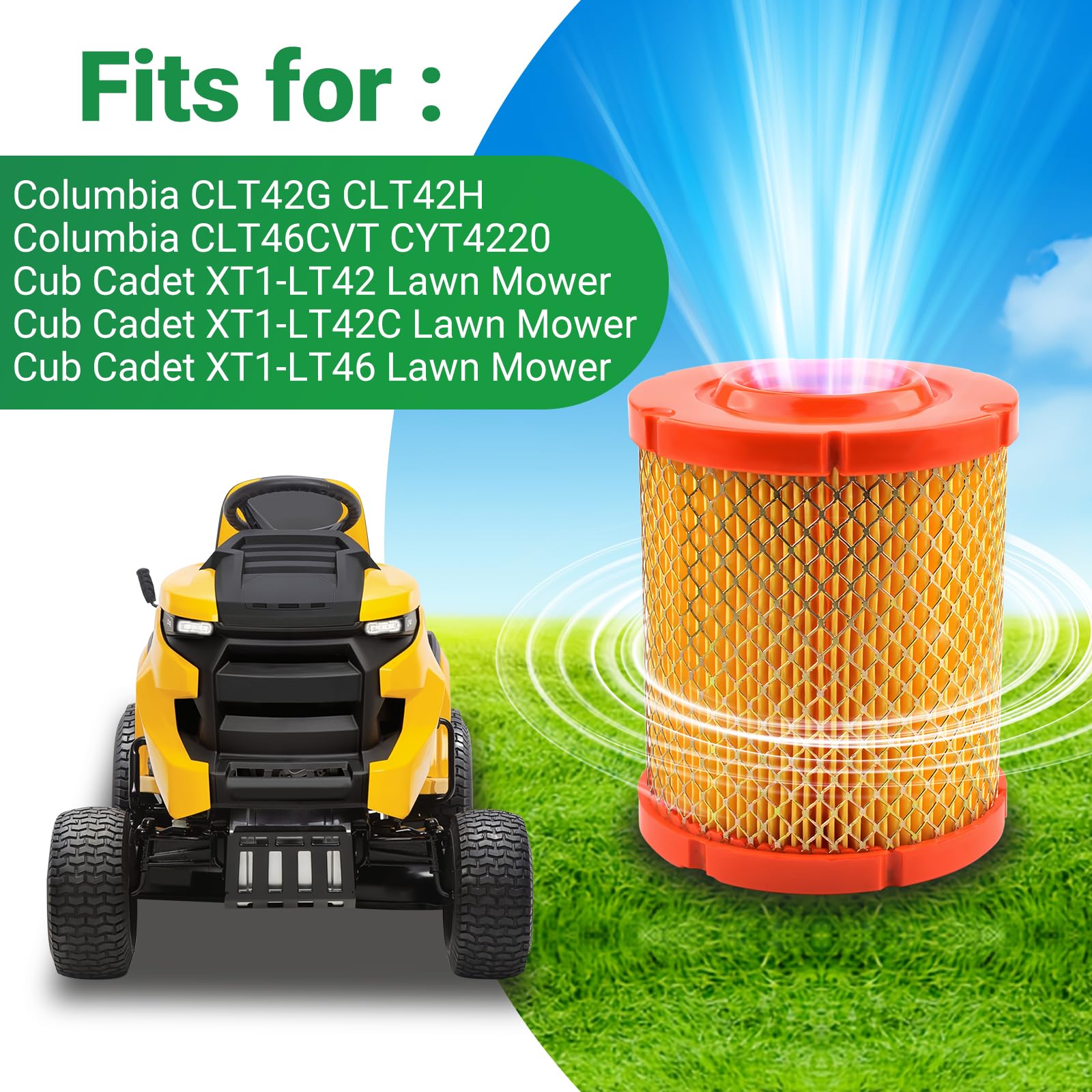 937-05066 Air Filter Oil Flter Kit Fits for Troy Bilt TB42 TB46 MTD 737-05066 547cc OHV Cub Cad XT1-LT42 XT1-LT46 Craftsman T1300 T1500 Lawn Mower Tractor Replace 4X90HU 8X90KU 8X90ZU 9X90HU