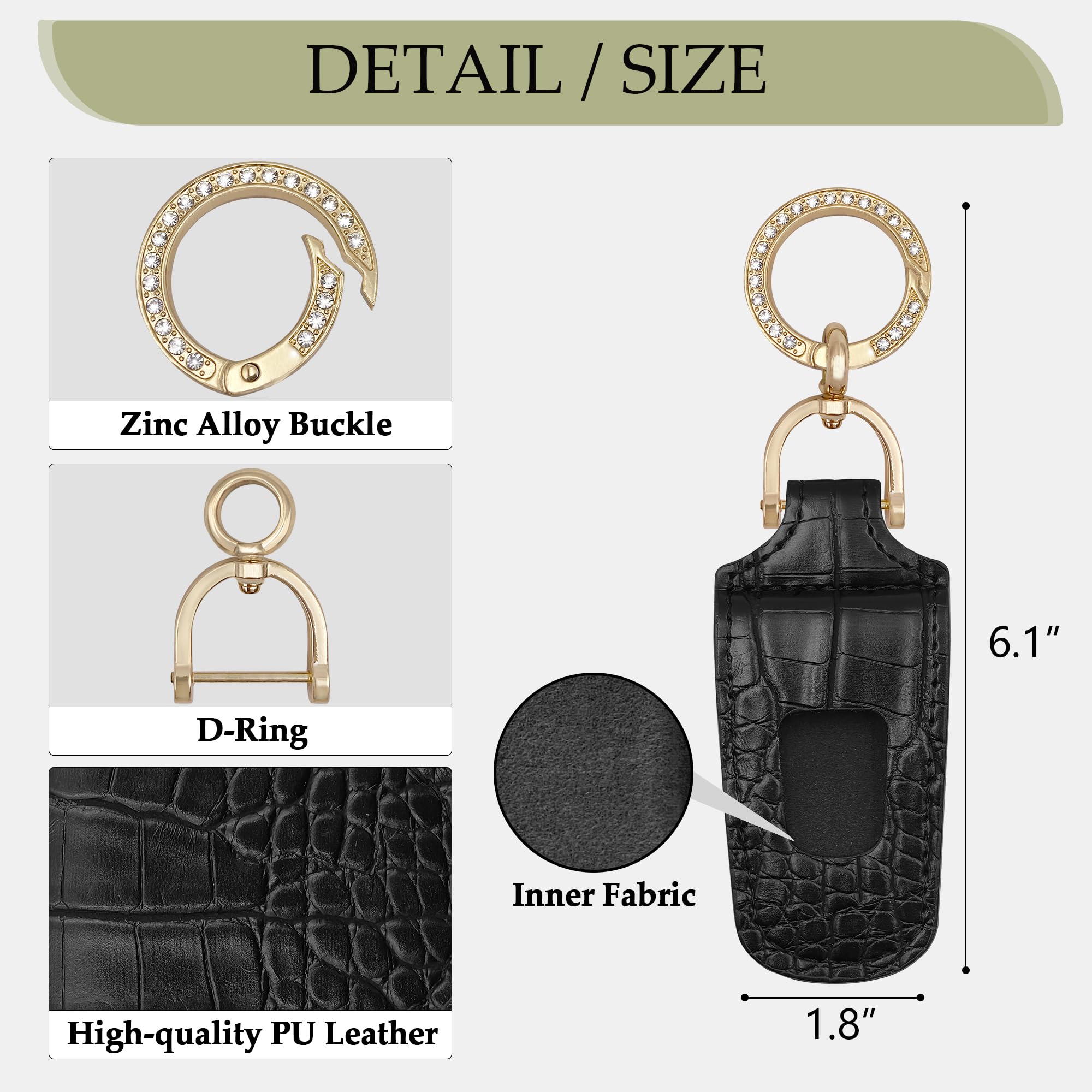 Hat Clip for Travel Backpack Luggage Fashion Crocodile Pattern PU Leather Elastic Non-Magnetic Hat Holder Handbag Accessory Black