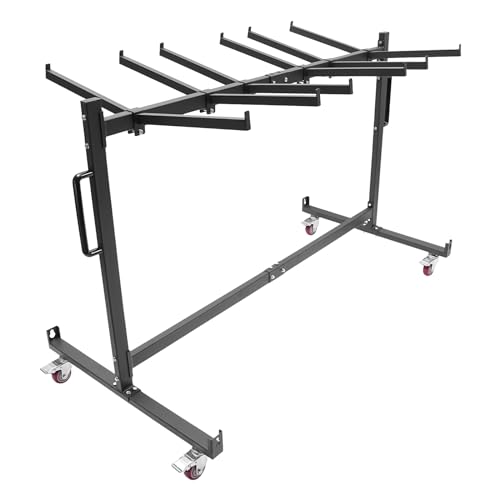 Heavy-Duty Folding Table Cart - Adjustable Support Bar, Large Capacity, Easy Mobility with Brakes - Sturdy Q235 Steel Construction, Fits 42 Folding Tables