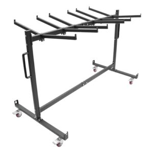 heavy-duty folding table cart - adjustable support bar, large capacity, easy mobility with brakes - sturdy q235 steel construction, fits 42 folding tables