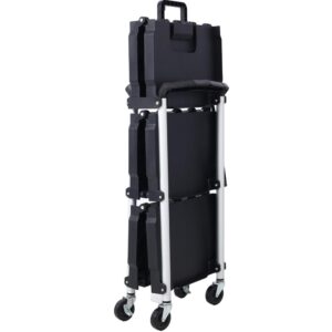 Yone jx je 3 Layers Folding Collapsible Service Cart Pack, Folding Collapsible Service Cart, 50 Lb, Load Capacity Per Shelf, Black