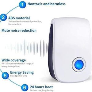 Ultrasonic Pest Control Repeller 6 Pack- Indoor Electronic and Ultrasonic Repellent, Pest Control for Bugs, Insects, Mice, Spiders, Mosquitoes