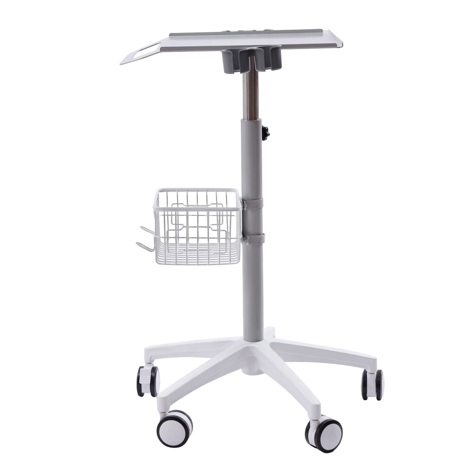 360° Mobile Medical Tool Trolley Cart, Height Adjustable Medical Rolling Cart (33.4 x 43.7in), Rolling Desktop Lab Cart with Basket for Laboratories, Hospitals, Spas, Beauty Salons