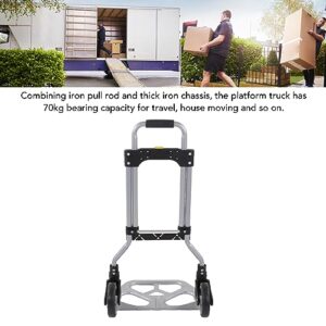 Foldable Dolly Cart with 2 Wheels, Sturdy Structure, Smart Adjustment 70kg Capacity for Travel, House Moving, Shopping, and More