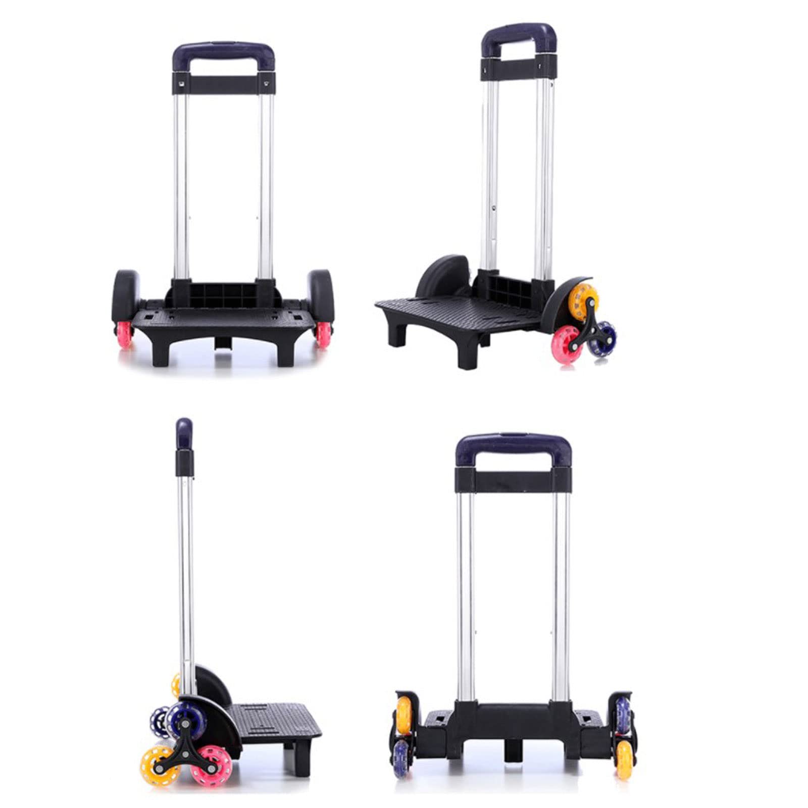 HEYXI Backpack Trolley Foldable Trolley Cart 6 Wheels Rolling-Luggage Carts Aluminium Alloy Luggage Hand Cart for School Bags, 43x27x19cm/16.93x10.63x7.48''(foldable)