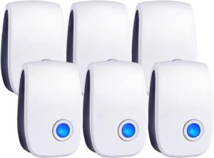 wahooart ultrasonic pest control repeller plug-in ultrasonic repellent for mice, mouse, mosquito, insect, spider, bug, ant, cockroach, rodents & rats indoor use repeller 6 packs, white