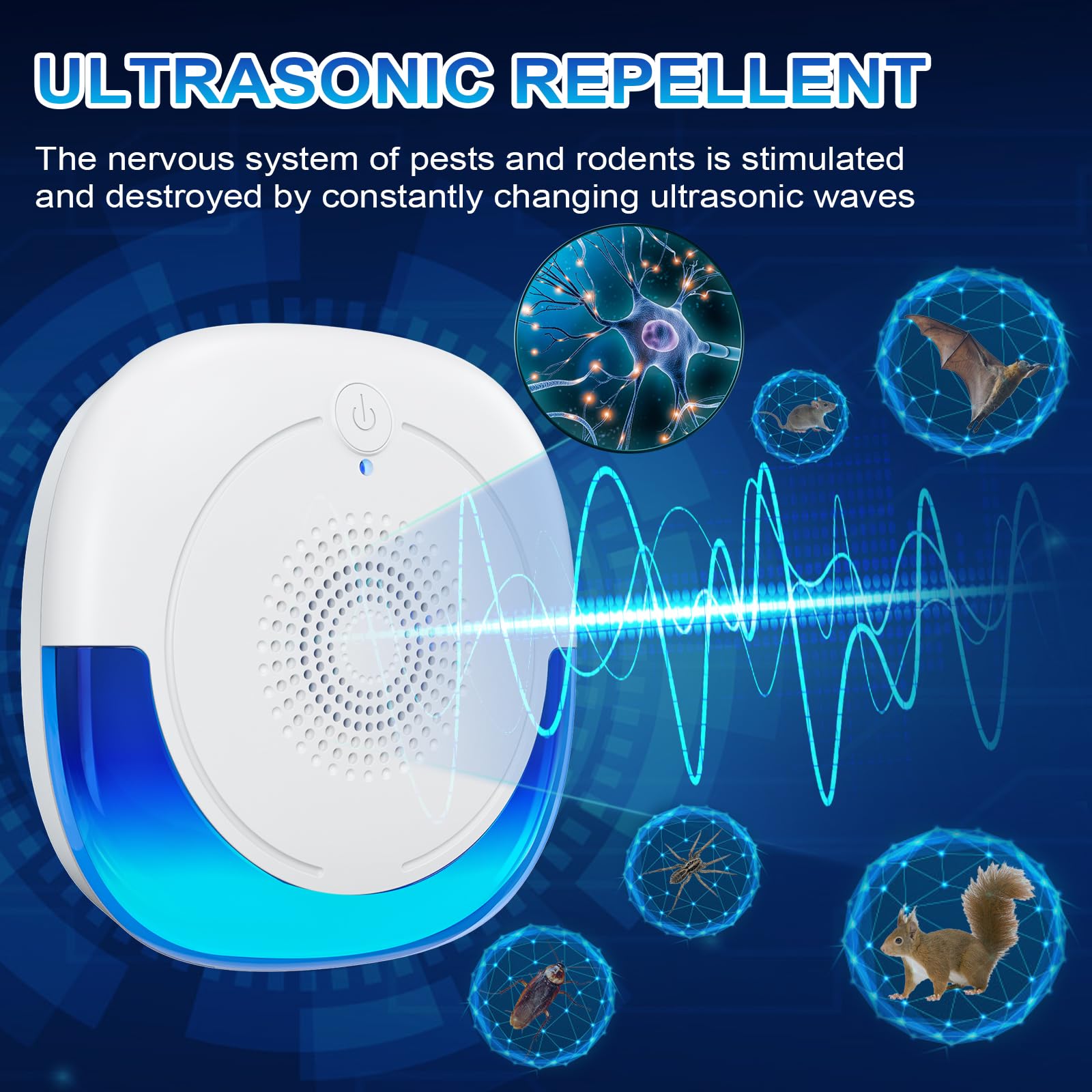 6 Pack Ultrasonic Insect Repeller, Electronic Insect Mouse Repellent, Indoor Pest Ultrasonic Plug in for Cockroaches, Mice, Spiders, Ants, Bugs, Mosquitoes, Pest Defence for House, Kitchen