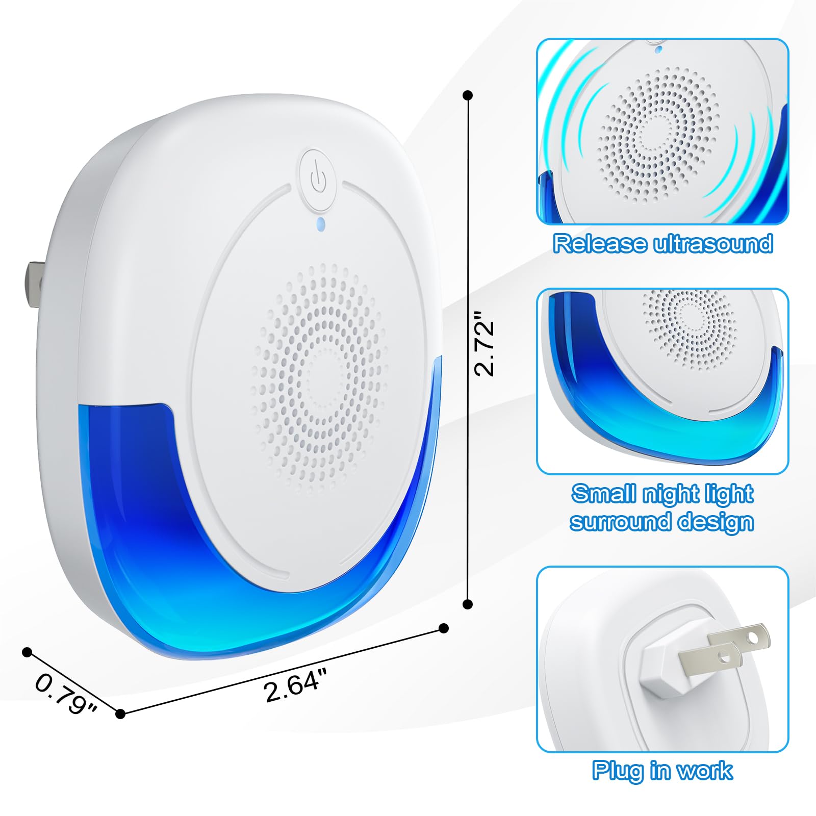 6 Pack Ultrasonic Insect Repeller, Electronic Insect Mouse Repellent, Indoor Pest Ultrasonic Plug in for Cockroaches, Mice, Spiders, Ants, Bugs, Mosquitoes, Pest Defence for House, Kitchen