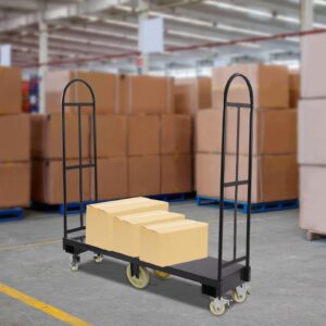 LyeXD 60.5*15.7*52.2in Platform Truck, U-Boat Platform Truck Dolly 2000lbs Capacity Heavy Duty Utility Push Carts Platform Hand Truck with Removable Handles, Flatbed Cart for Warehouses, Storage Rooms