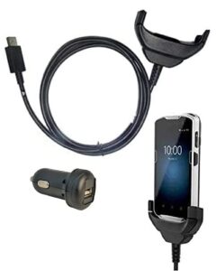 car charger compatible with tc51, tc52, tc56, tc57 android scanners | power adapter included (removable insert allows to charge device with protective boot/case)