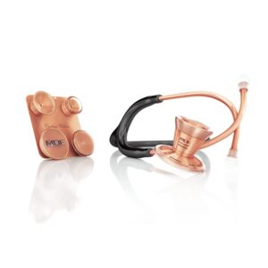 mdf instruments rosegold procardial cardiology stethoscope(rose gold - black) + mdf pediatric and neonatal attachments with clip