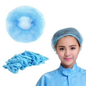 r rms dealz 100 pcs 21” disposable bouffant caps, hair head cover net, non-woven, medical, labs, spa, nurse, tattoo, food service, health, for men and women (blue)…