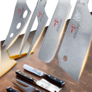 Dalstrong Charcuterie & Cheese Knife Set - 4-Piece - Shogun Series - Mini Cleaver, Serrated Knife, Round-Tip, Forked Cheese Knife - AUS-10V Japanese Steel - G10 Garolite Handle Kitchen - w/Sheath