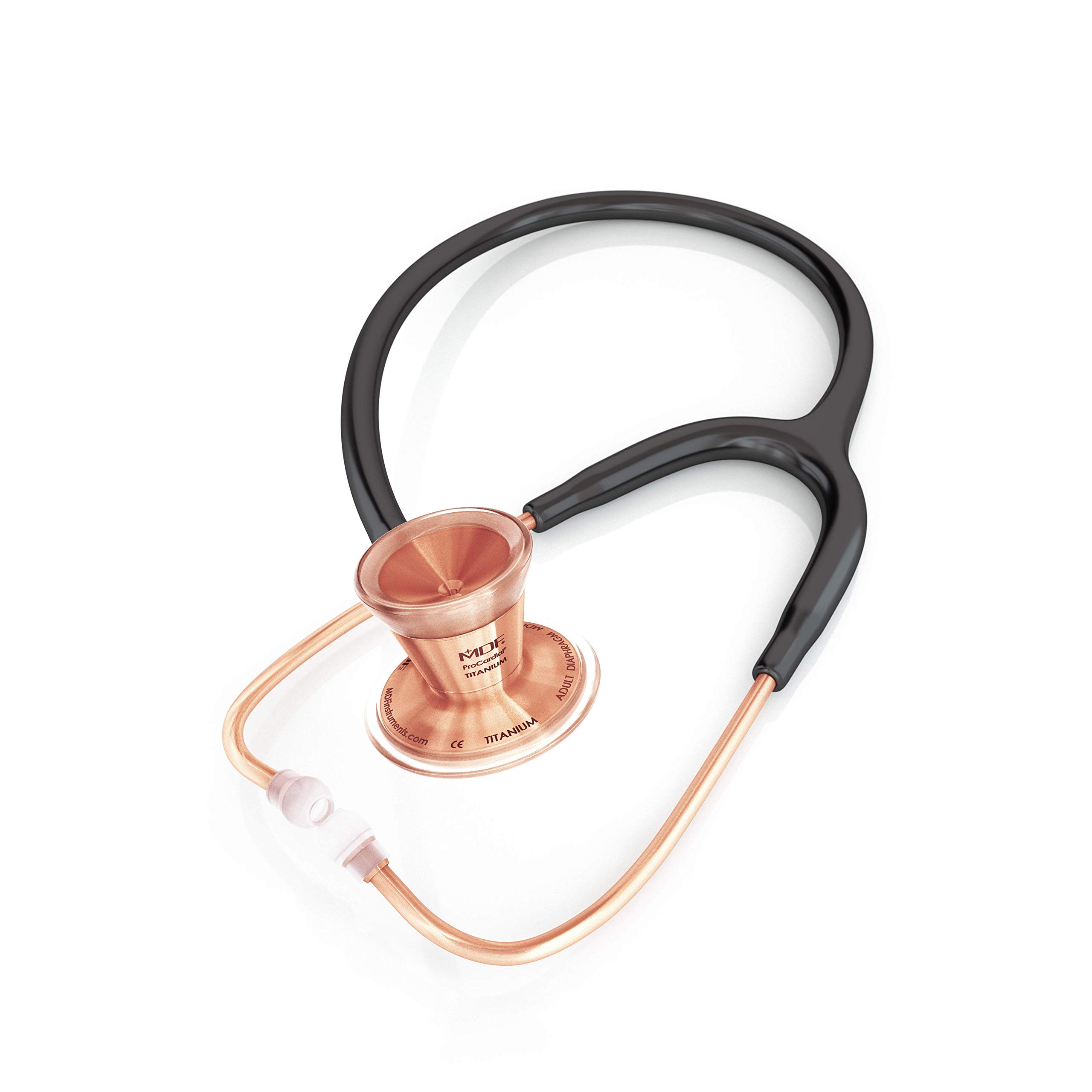 MDF Instruments Rosegold ProCardial Cardiology Stethoscope(Rose Gold - Black) + MDF Pediatric and Neonatal Attachments with Clip