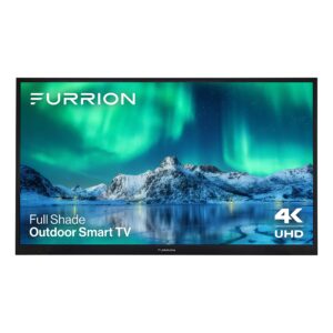 furrion aurora 55-inch full-shade 4k led outdoor smart tv - weatherproof outdoor television w/ hdr10, anti-glare, 400-nit led screen, impact-resistant screen, external antenna for shaded outdoor areas