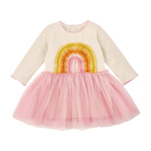 mud pie baby girls mud pie rainbow mesh dress, rainbow, 12-18 months