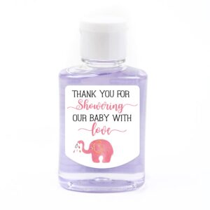 Hand Sanitizer Labels Thank You for Showering Our Little One with Love Stickers, Baby Shower Favor Party Favors Girls., Blue,1.26inches x 1.39inches