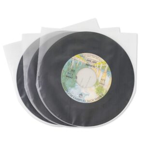 sdroceryam 50pcs 12 inches lp vinyl record inner sleeves anti static plastic round bottom protective sleeves, translucent