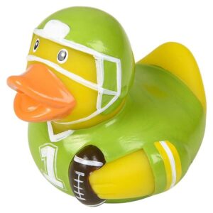 Football Player Rubber Duckies (2") Assorted Colors (Red, Green, Blue) Players in Helmets Holding a Ball. #1 (12 Pack)