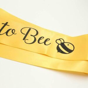 PATICARRY NEWHAPPYLAND Baby Shower Party Gender Reveal Yellow Sash for Mom to Bee & Dad to Bee Pin Tinplate Badge Button New Dad Party Gifts Welcome Baby Sash for Baby Shower Decorations