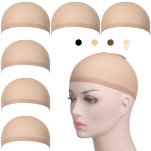 akstore mesh wig cap net natural nylon wig caps (6pcs - beige)