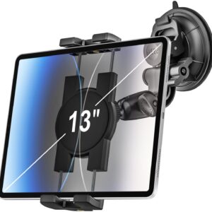 woleyi Car Tablet Holder Windshield - [95mm Strongest Suction Cup] Window Dashboard Car Tablet Mount for Trucks/Vehicles with 1/4'' Screw Tip, for 4.7-13" iPad Pro Air Mini, Galaxy Tab, iPhone, Camera