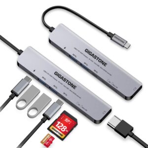 [usb c hub] 2-pack gigastone 7 in 1 multiport adapter for ipad, macbook pro air with 4k hdmi splitter, pd 100w thunderbolt, sd/microsd reader, dongle for iphone 15, surface, xps, laptops, tablets