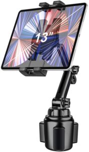 woleyi cup holder car tablet mount, ipad mount holder for car/truck, 360° rotation adjustable universal tablet stand cradle compatible with ipad pro air mini, galaxy tabs, cell phones, 4.7-13" devices