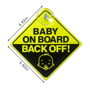 2 PCS Baby On Board Stickers for Cars, Baby on Board Car Signs Safety Warning Stickers Reflection Waterproof Stickers for Window Cling (5×5 Inch)