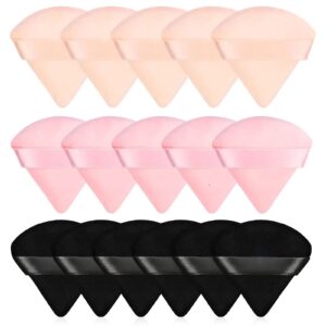 lricxfang 15 pcs triangle powder puff, puffs for face makeup pure cotton puff soft velour loose mineral body cosmetic foundation - wet & dry beauty tools